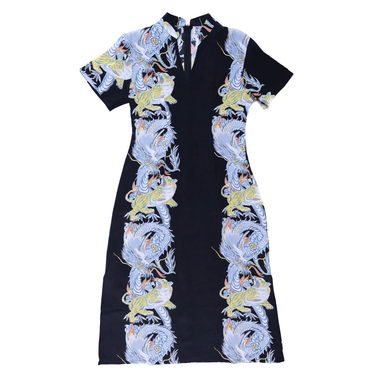 Women's Dragon & Tiger Mandarin Dress - Black – AVANTI HAWAII