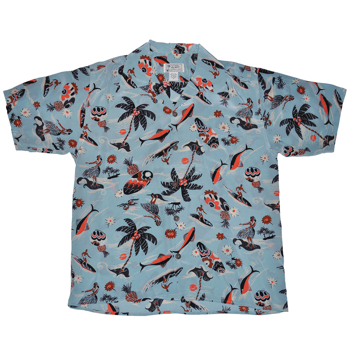 Surf N Hula Aloha Shirt - Blue – AVANTI HAWAII